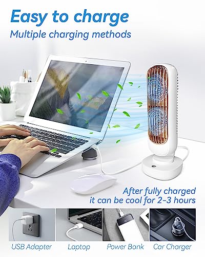 Tower Fan For Bedroom Living Room Home Office Table Battery Operated Rechargeable Small Desk Fans