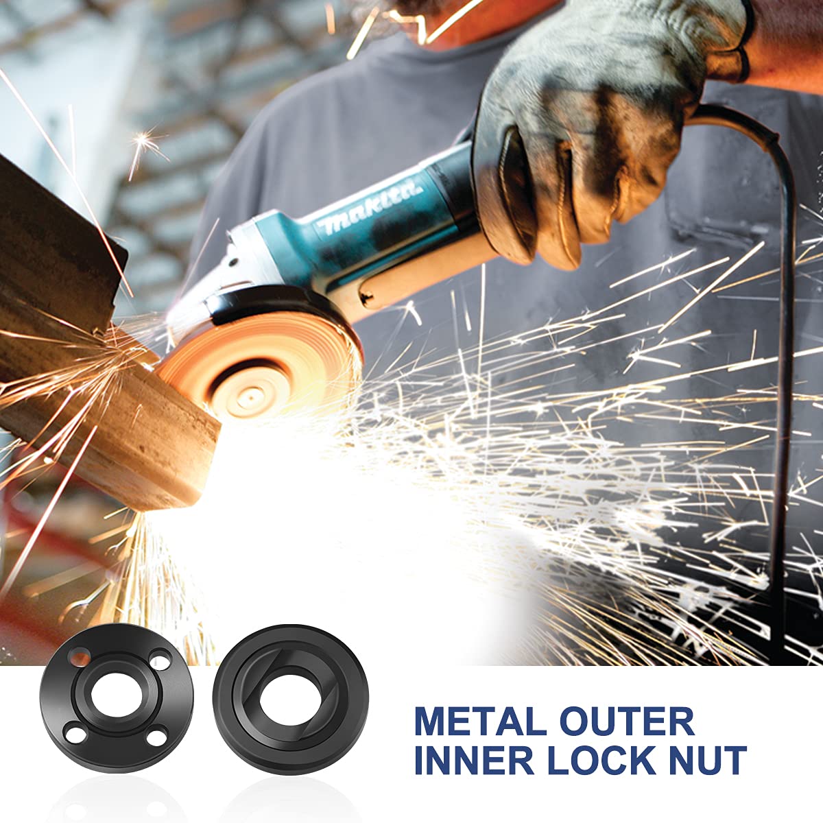 Lenink Wrench Grinder Shaft Nut 5/8-11 7Pcs, Angle Grinder Wrench with Angle Grinder Flange Nuts Compatible with Dewalt Milwaukee Makita Black & Decker Bosch Ryobi