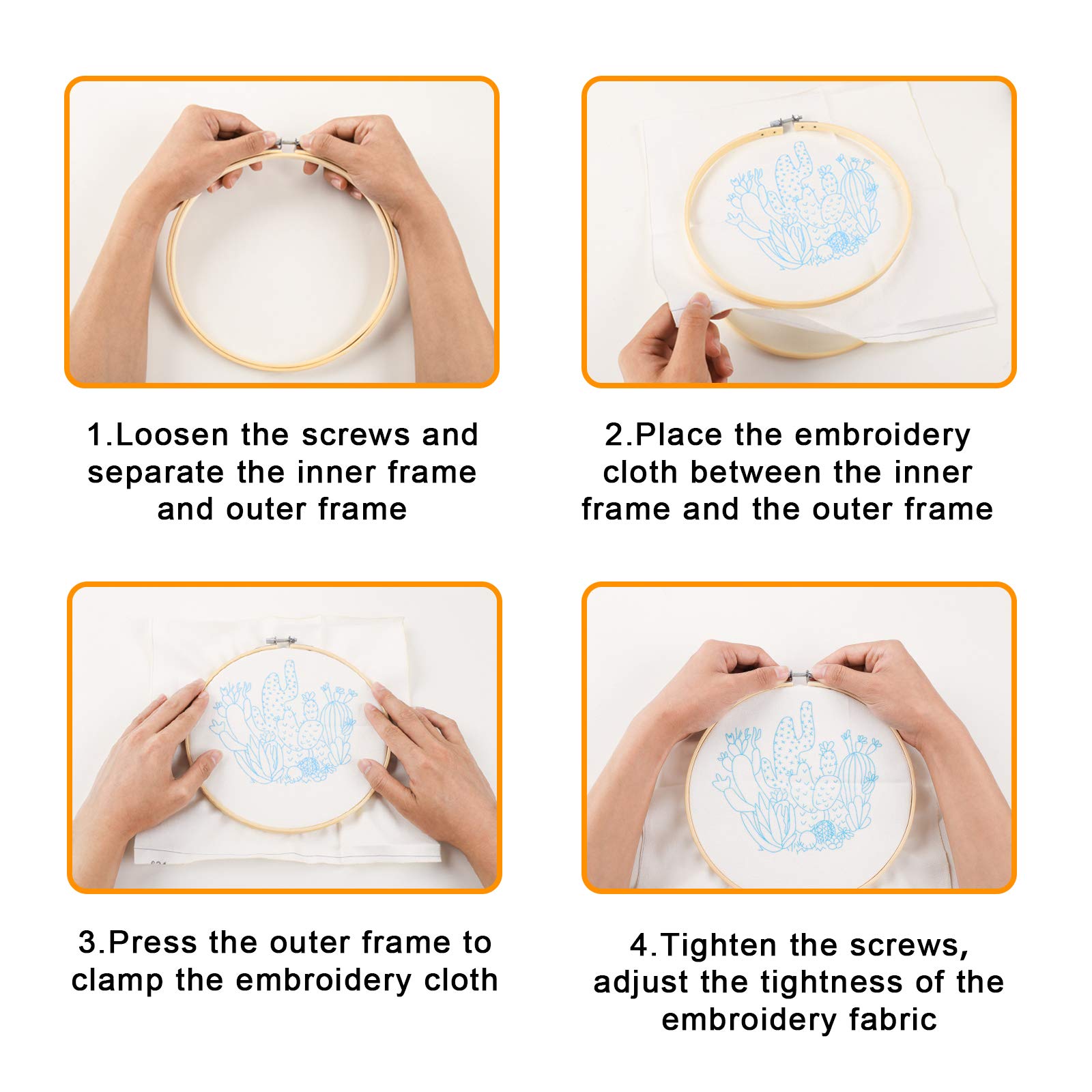 JARLINK Christmas Gifts 4 Pack Embroidery Starter Kit with Instructions, Cross Stitch Kit for Adults Beginners, Including Embroidery Hoops, Embroidery Cloth, Color Threads and Tools