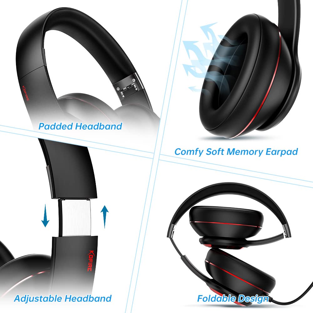 Kofire 2.4GHz Wireless Gaming Headset for PC, PS4, PS5, Nintendo TV, PC, 3.5MM Wired Mode for Xbox, 30 Hours Playtime Bluetooth Headphones w/HD/Mute Mic USB Adapter 38MS Low Latency, Comfy Soft Earpad