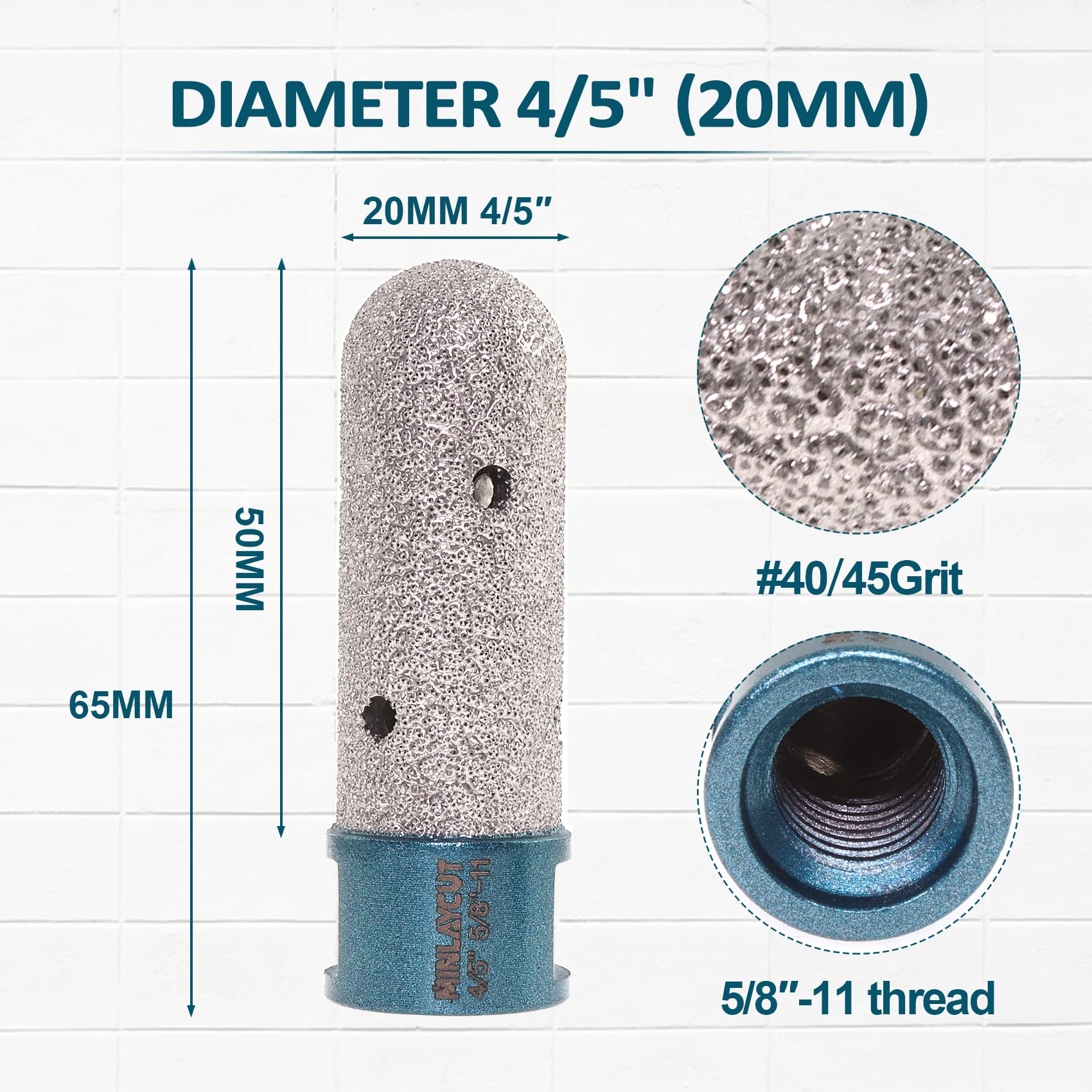 MINLAYCUT Diamond Finger Milling Bit - 20mm Tile Hole Bit for Enlarging and Shaping or Round Bevel Existing Holes in Porcelain Hard Ceramic Granite and Marble