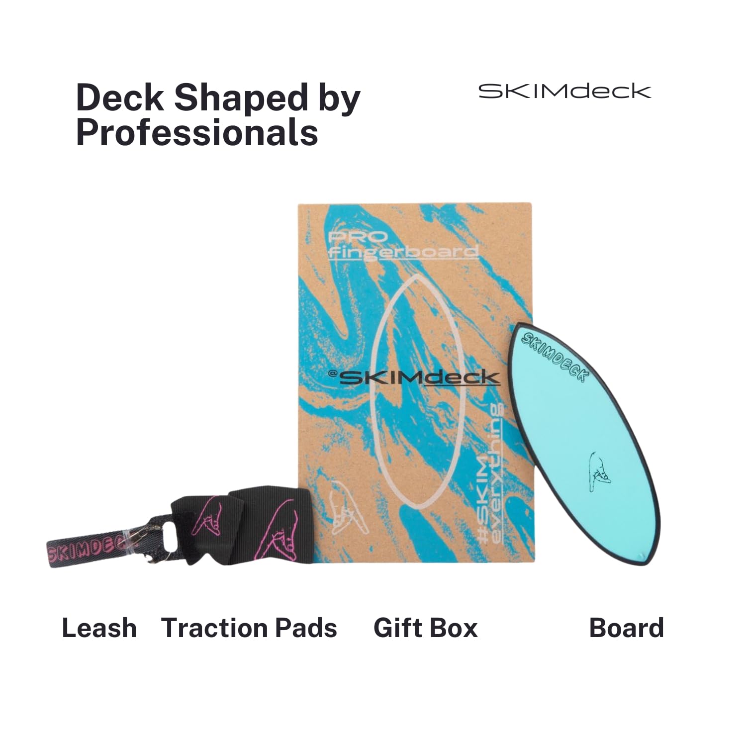 Skimdeck Professional Floating Finger Board Surf Skim Board for Fingers (Blue/Black)