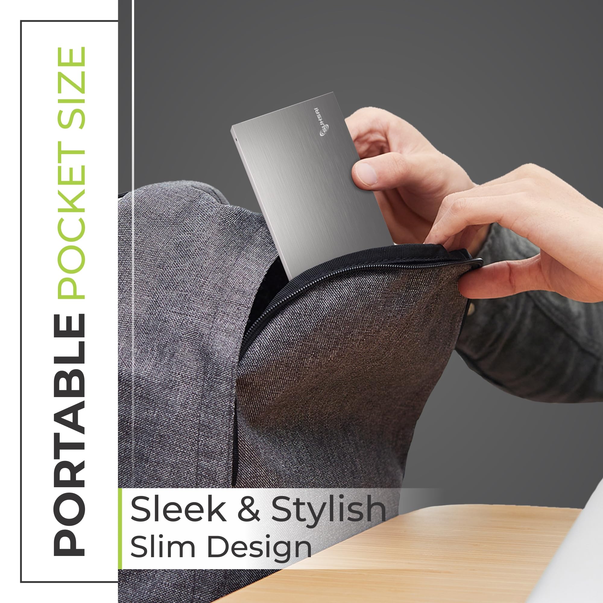 SUHSAI External Portable Hard Drive 500GB USB 2.0 HDD Storage and Backup Hard Disk Memory Expansion – Ultra Slim 2.5” Harddrive Compatible with PC, MAC, Laptop, Desktop Computer (Silver)