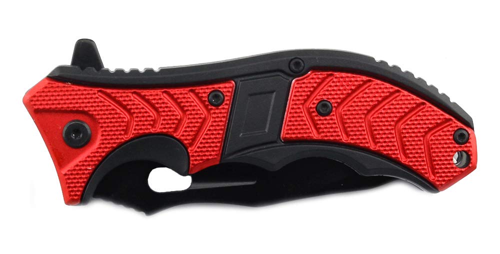 Vulcan Gear Assisted Open Metal Folding Knife (Red) …