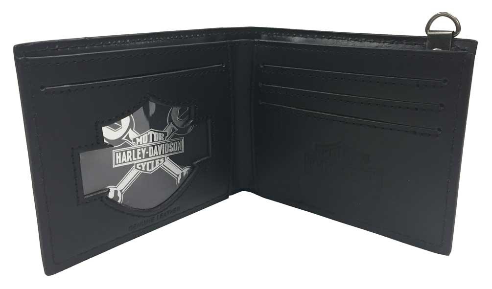 Harley-Davidson Men's Shot Caller Bi-Fold Leather Biker Wallet HDMWA11235-BLK