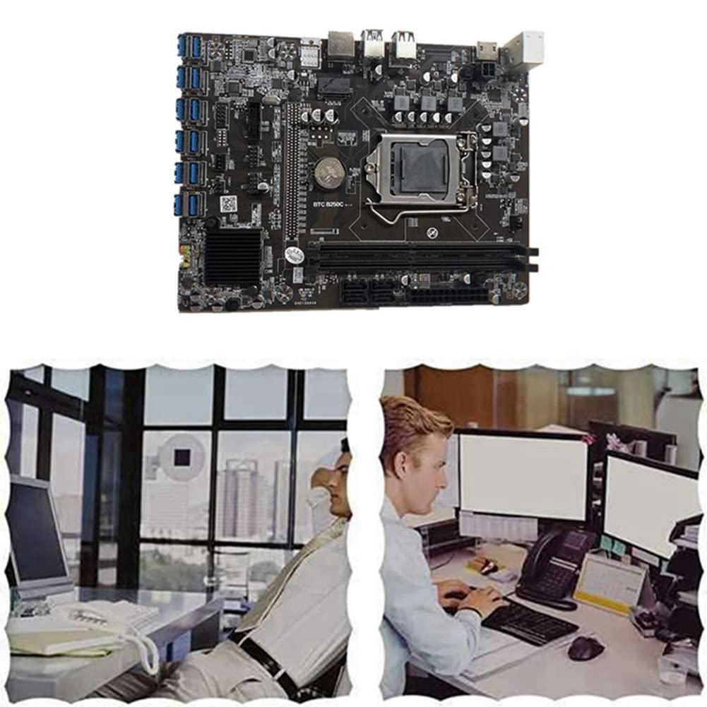 UNNIC B250C BTC Mining Motherboard+G3900 CPU+VER009S Riser 12XPCIE to USB3.0 GPU Slot LGA1151 Support DDR4 RAM Motherboard
