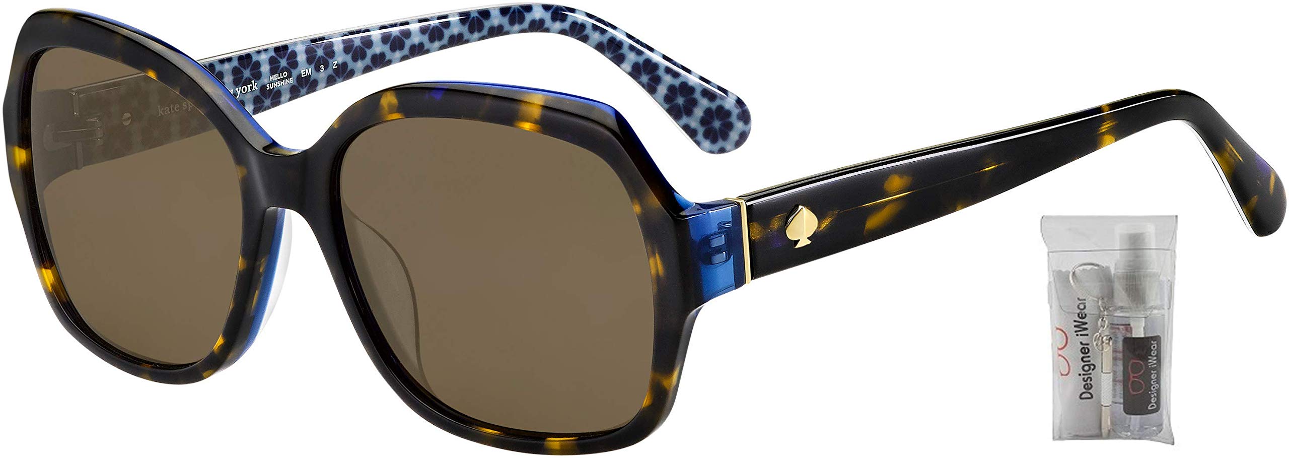Kate Spade New York Amberlynn/S 02VM/SP 57MM Havana Pattern/Bronze Polarized Square Sunglasses for Women + BUNDLE with Designer iWear Eyewear Kit