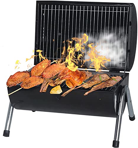 Spexlb Charcoal Grill - Portable Mini BBQ Foldable for Outdoor Cooking, Camping and Picnic, Black