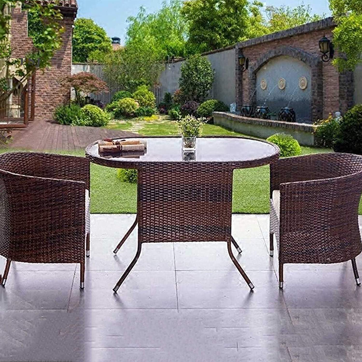 HAVMAK Outdoor Meeting Conversation Coffee Table Set, Outdoor Wicker Rattan Conversation Set with Coffee Table, Suitable for Patio Garden Lawn Backyard Pool