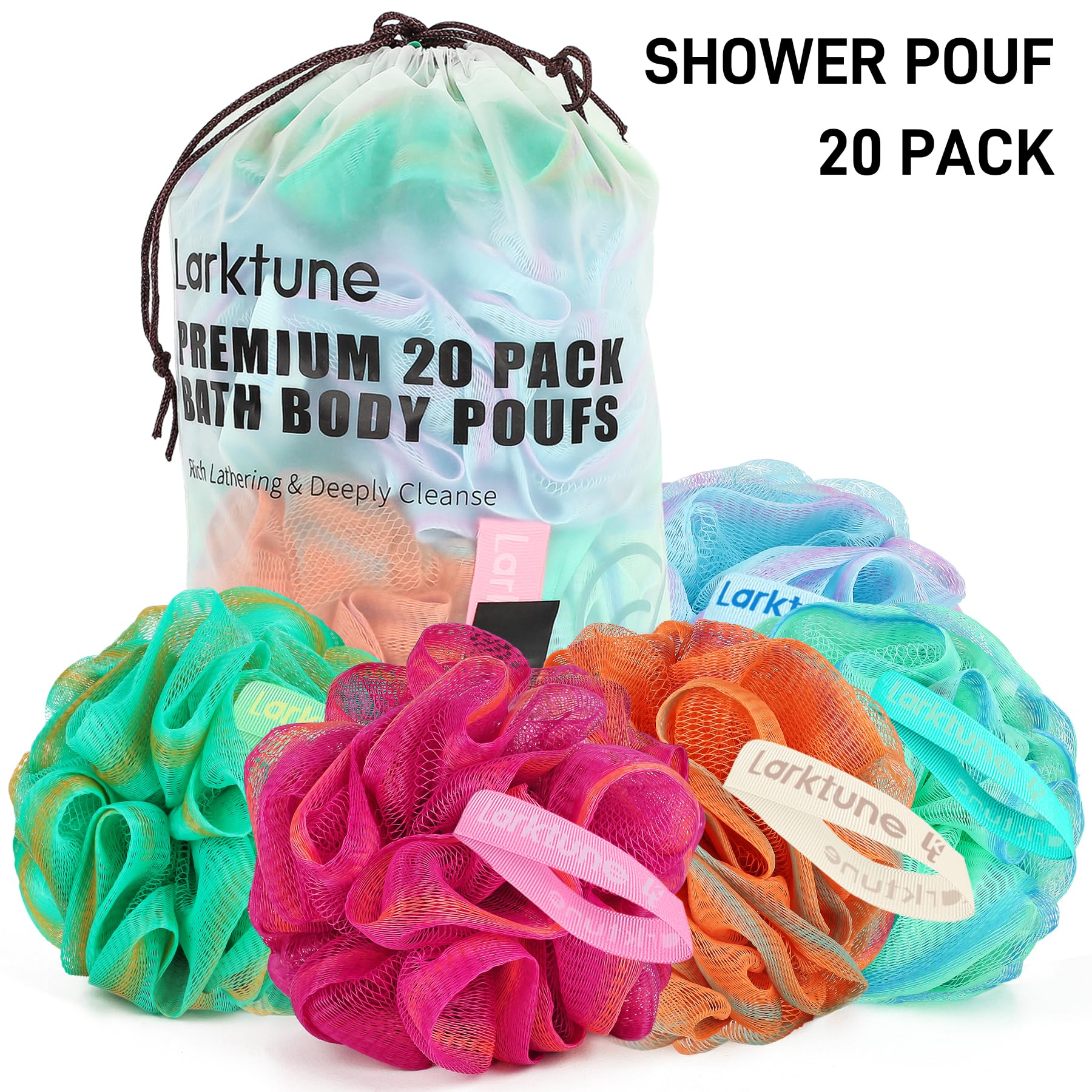 Shower Loofah Bath Sponge 75g - 4 Pack Large Soft Nylon Mesh Puff for Men, Loofah Shower Exfoliating Scrubber Pouf, Full Cleanse, Beauty Bathing Accessories-1