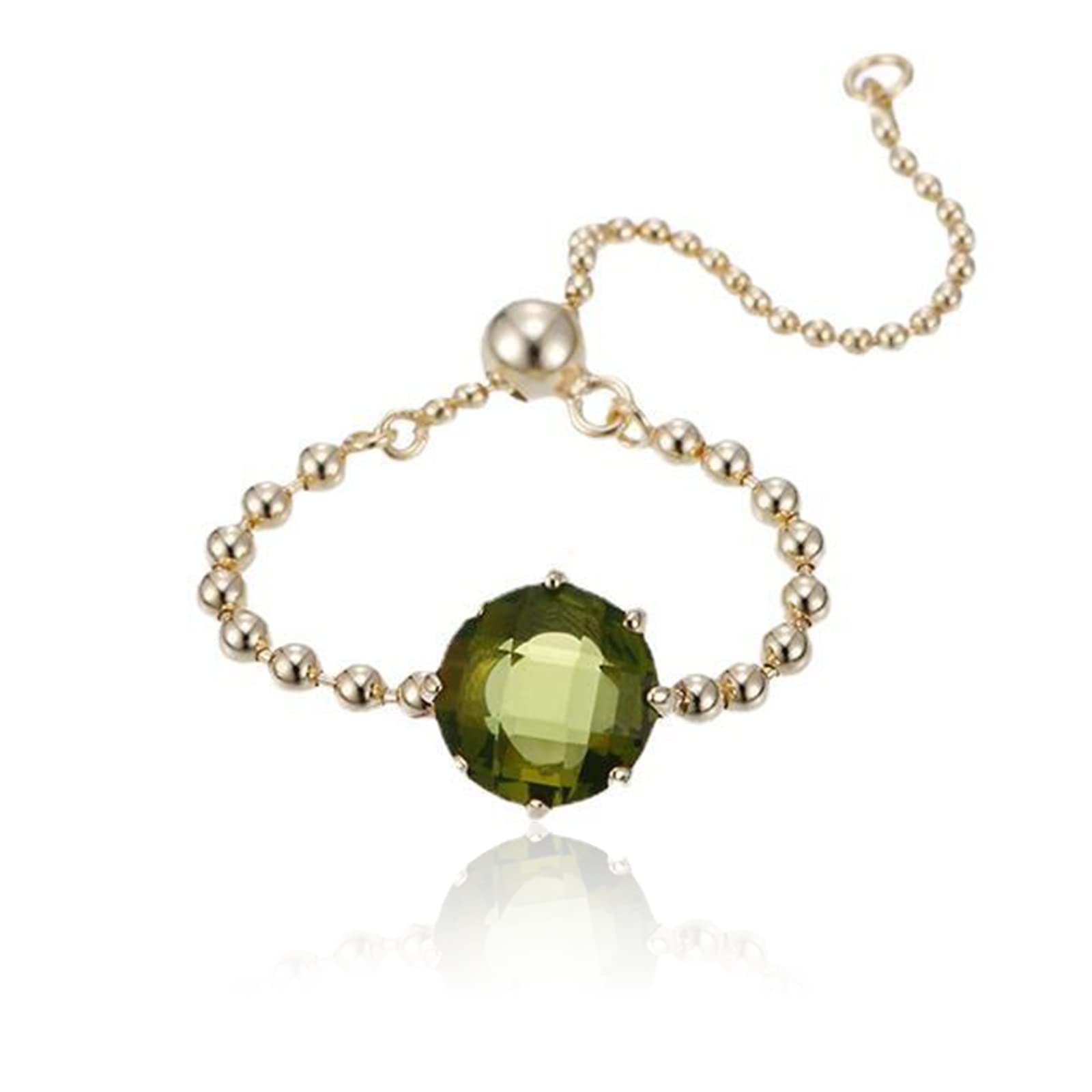 Otxas Adjustable Chain Ring Cute Green Crystal Moonstone Ring Handmade Designed for Gout People Ring Aesthetic (green crystal)