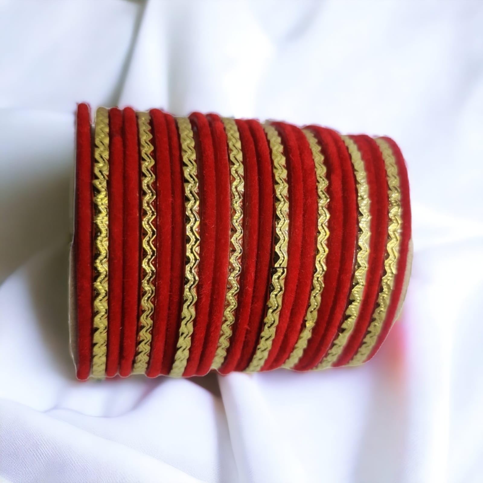 JAWSHEE 2 Dozen Glass Velvet Bangles Golden Set, Matte Color Glass Bangles With Velvet Layer For Added Beauty and Durability, Size: 2.8, Diameter: 2.5 Inches, no gemstone