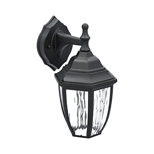 Noble Home Porch Light Outdoor Wall Lantern | LED Lamp Fixture for Outside of House, Garage, Patio and Home Exterior | Black Sconce with Clear Glass, Wet Rated