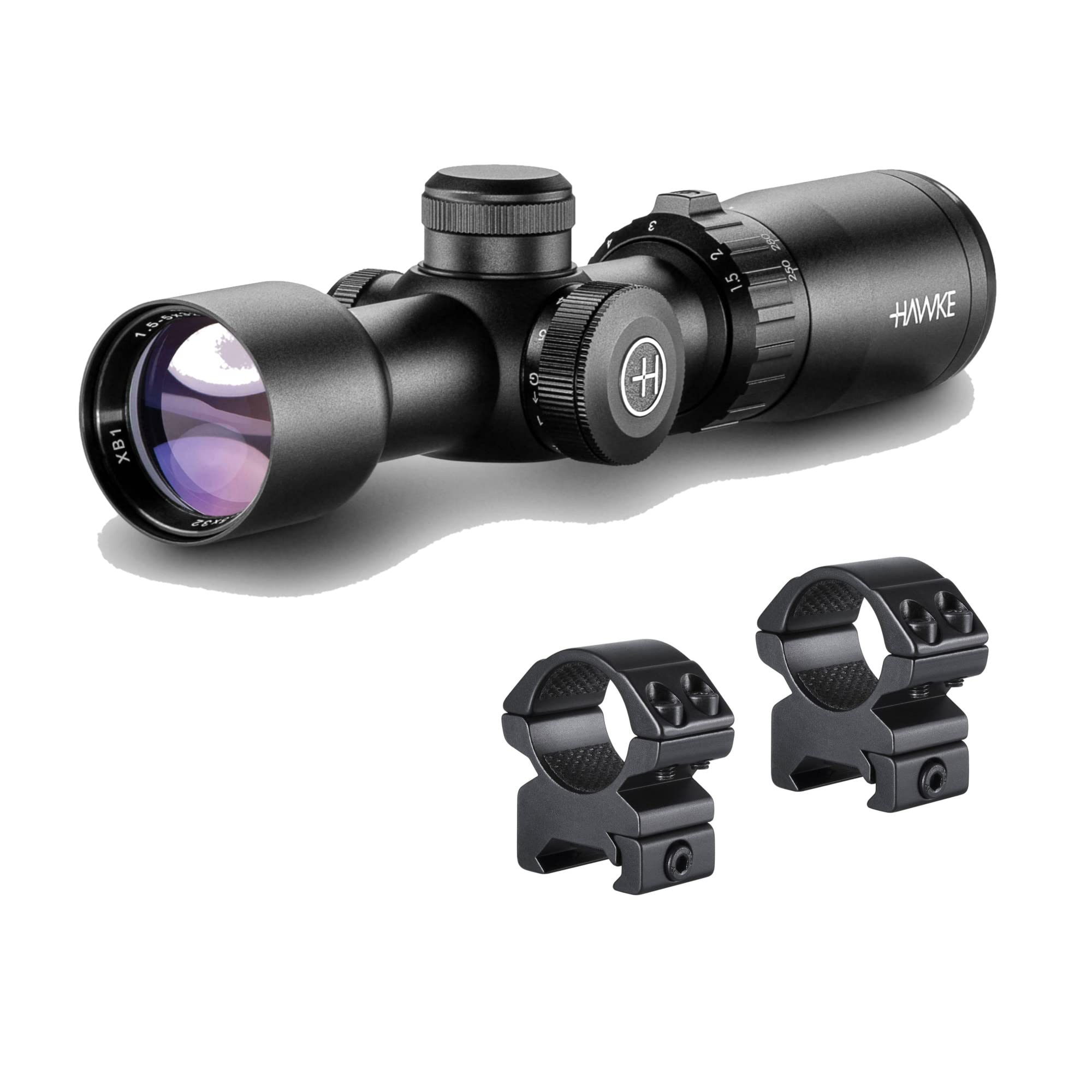 Hawke Sport Optics 12221 XB1 Vari-Speed SR IR Crossbow Scope and 2-Pc Weaver Mounting Rings Kit Bundle