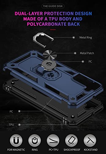 SKTGSLAMY for Galaxy S22 Plus Case,Samsung Galaxy S22 Plus Case,with Screen Protector,[Military Grade] 16ft. Drop Tested Cover with Magnetic Kickstand Car Mount Protective Case for S22 Plus, Blue