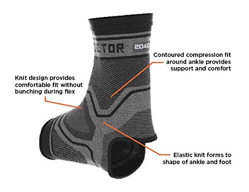 Shock Doctor Ankle Brace Support Compression Sleeve(1 Sleeve). Best for Ankle/Foot Instability Swelling,Arthritis,Tendonitis,Joint,Recovery,Achilles Tendon&Arch Support,Medium,Grey/Black