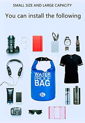 KoolRun Waterproof Dry Bag Backpack - 5L Roll Top Lightweight Dry Storage Bag for Men Women, Backpacking Dry Bag with Waterproof Phone Pouch Case for Swimming Boating Kayaking Camping and Beach-Blue