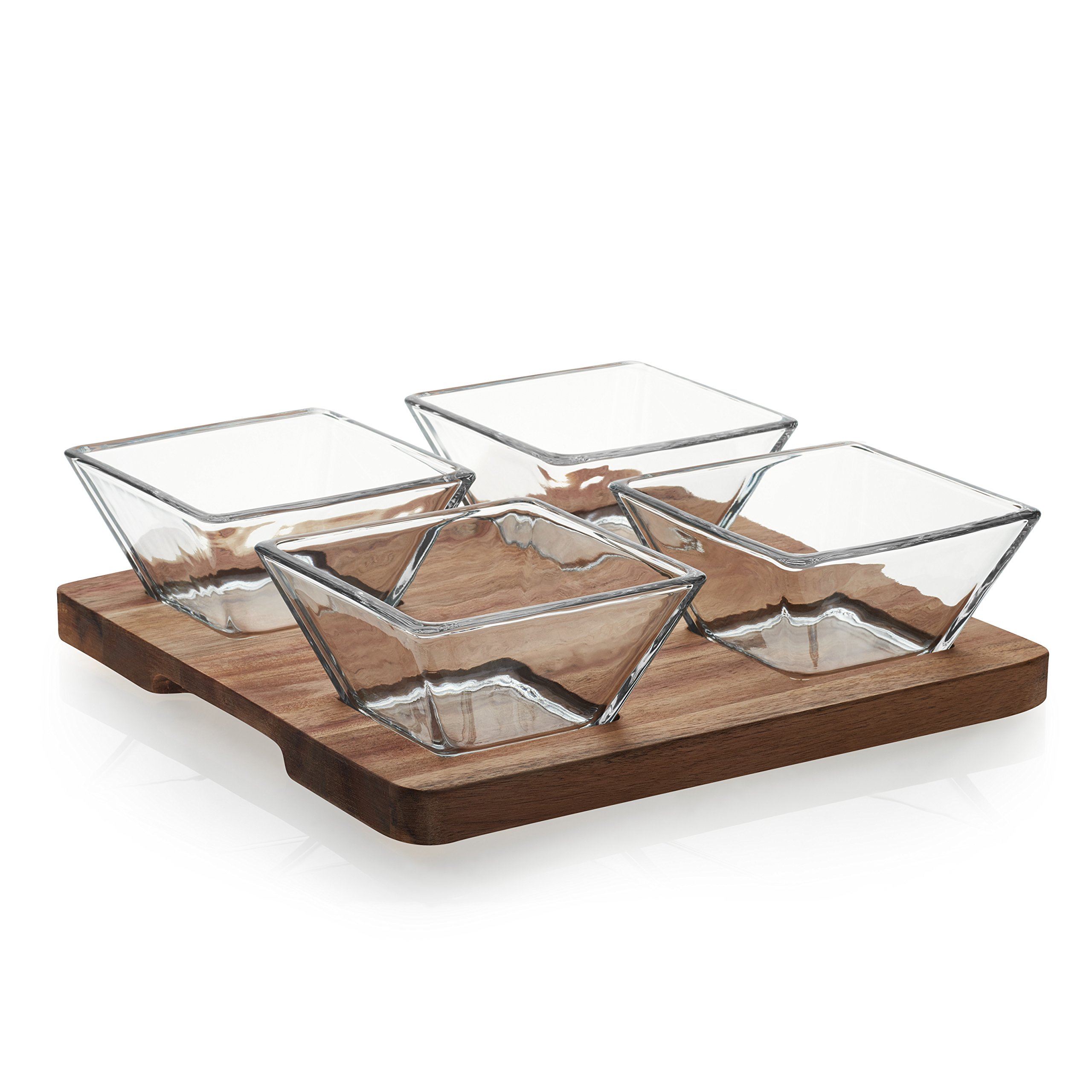 Libbey Acaciawood 4-Piece Cheese Board Serving Set with Wood Serving Board , 22.25 oz