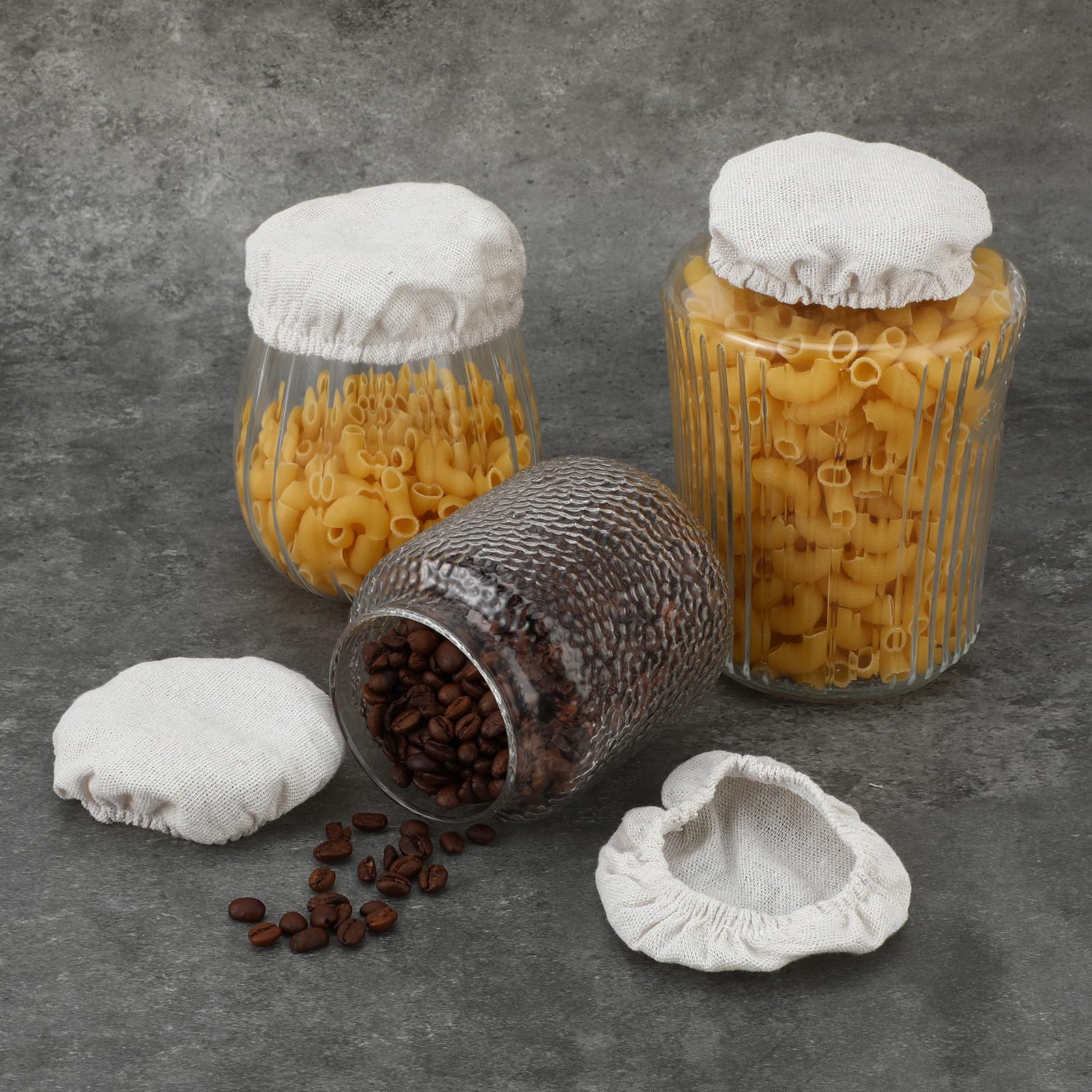 Thinp 5 Pack Sourdough Jar Cover,Sourdough Cover Mason Jar Covers Sourdough Cover Fabric Jar Covers for Sourdough Unbleached Reusable Cloth Covers for Sourdough Starter Jars,Fit Jars Mouth From 3-4"