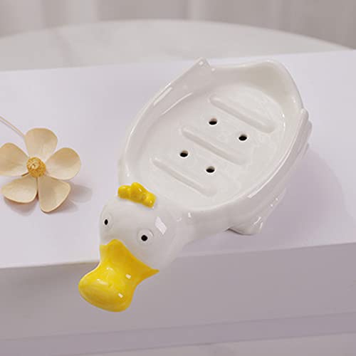 LUZLED Multifunctional Soap Dish Self Draining Soap Holder Saver Cute Pet Shape Soap Rack for Shower Bathroom Tub Kitchen Sink Ceramic Tray Holder for Bathroom Camping Gym(Chick)