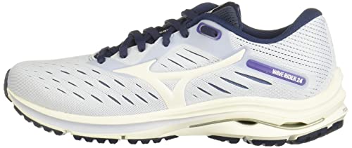 Mizuno womens Wave Rider 24 Running Shoe, Arctic Ice-snow White, 9.5 Wide US