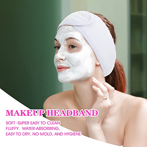 Sibba 3 Pack Spa Headband, Adjustable Headband for Face Wash Makeup Beauty, Facial Yoga Headband Self-Adhesive Towel (Multicolor)