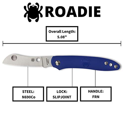 Spyderco Roadie Non-Locking Lightweight Knife with 2.09" N690Co Stainless Steel Blade and Durable Blue FRN Handle - PlainEdge -C189PBL