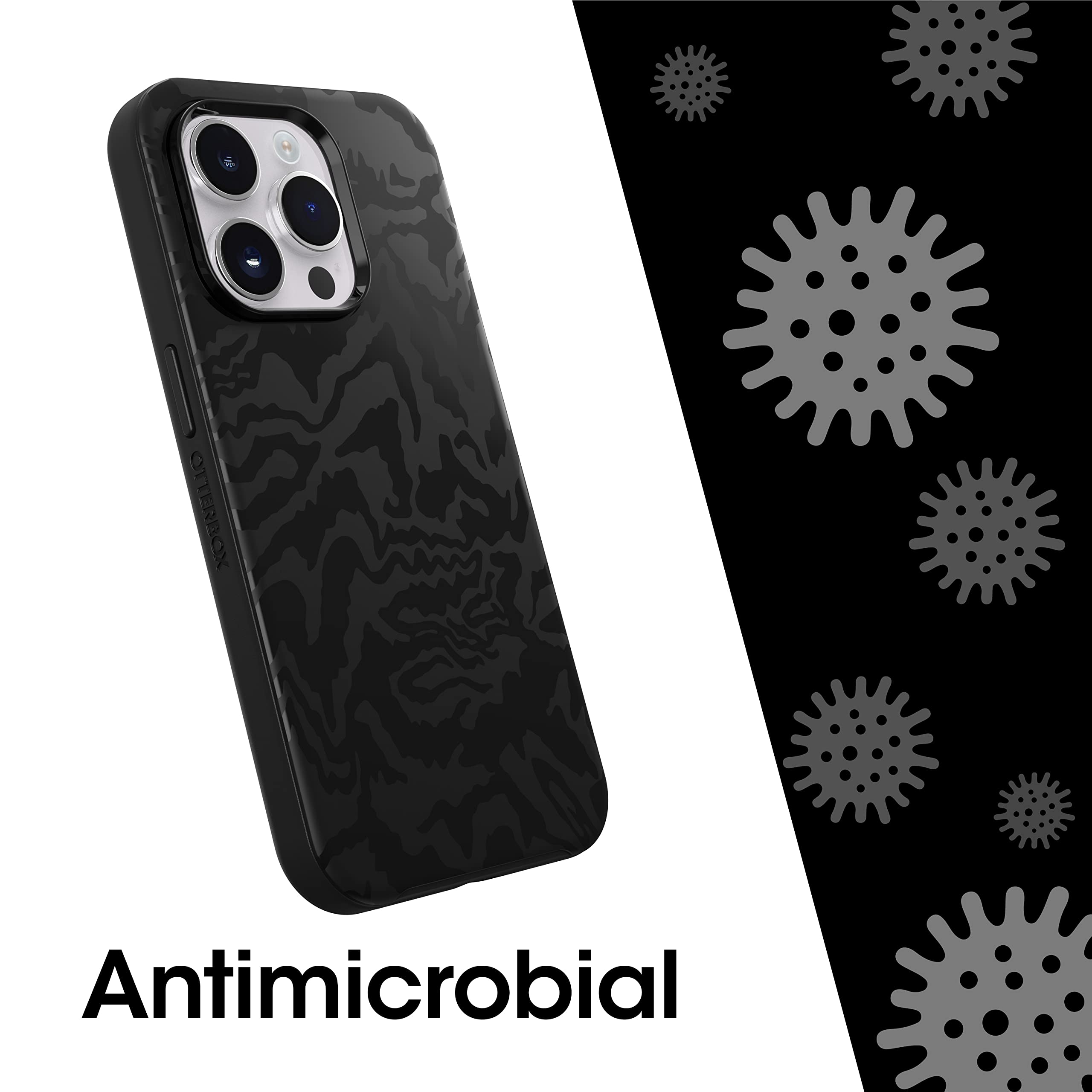 OtterBox Symmetry Series Series+ Graphics Antimicrobial Case with MagSafe for iPhone 14 Pro (ONLY) - Rebel (Black)