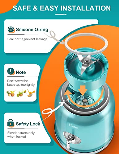 Smoothie Blender with 2 Speeds and Pulse Function Blender for Shakes and Smoothies, 250W Mini Portable Blender with Bpa-Free Portable 20oz Travel Bottles