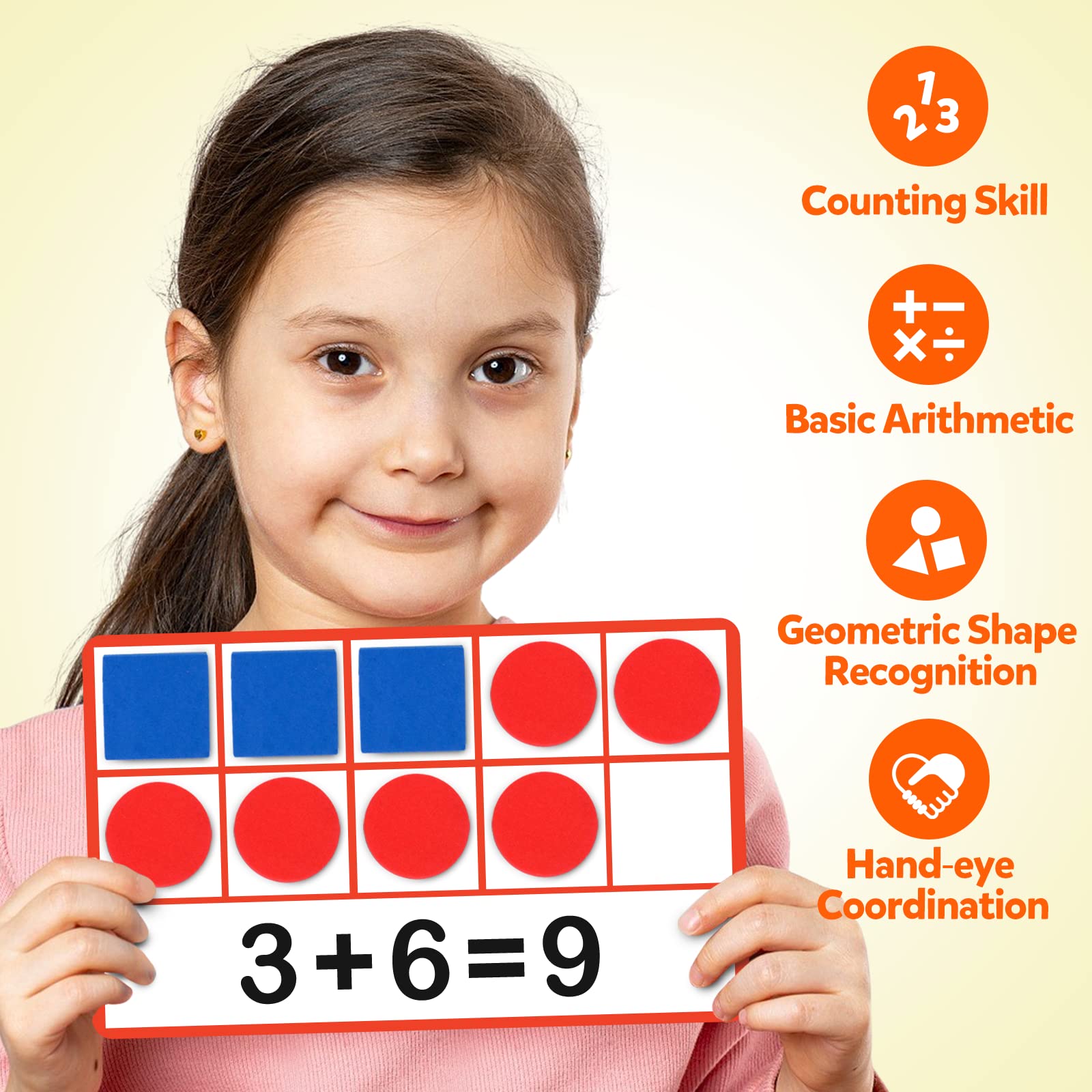RAEQKS Large Magnetic Ten-Frame Set Math Manipulative Preschool Learning Shape Number Counting Games for Kids Montessori Educational Math Counters Toy for Elementary Kindergarten Homeschool Supplies