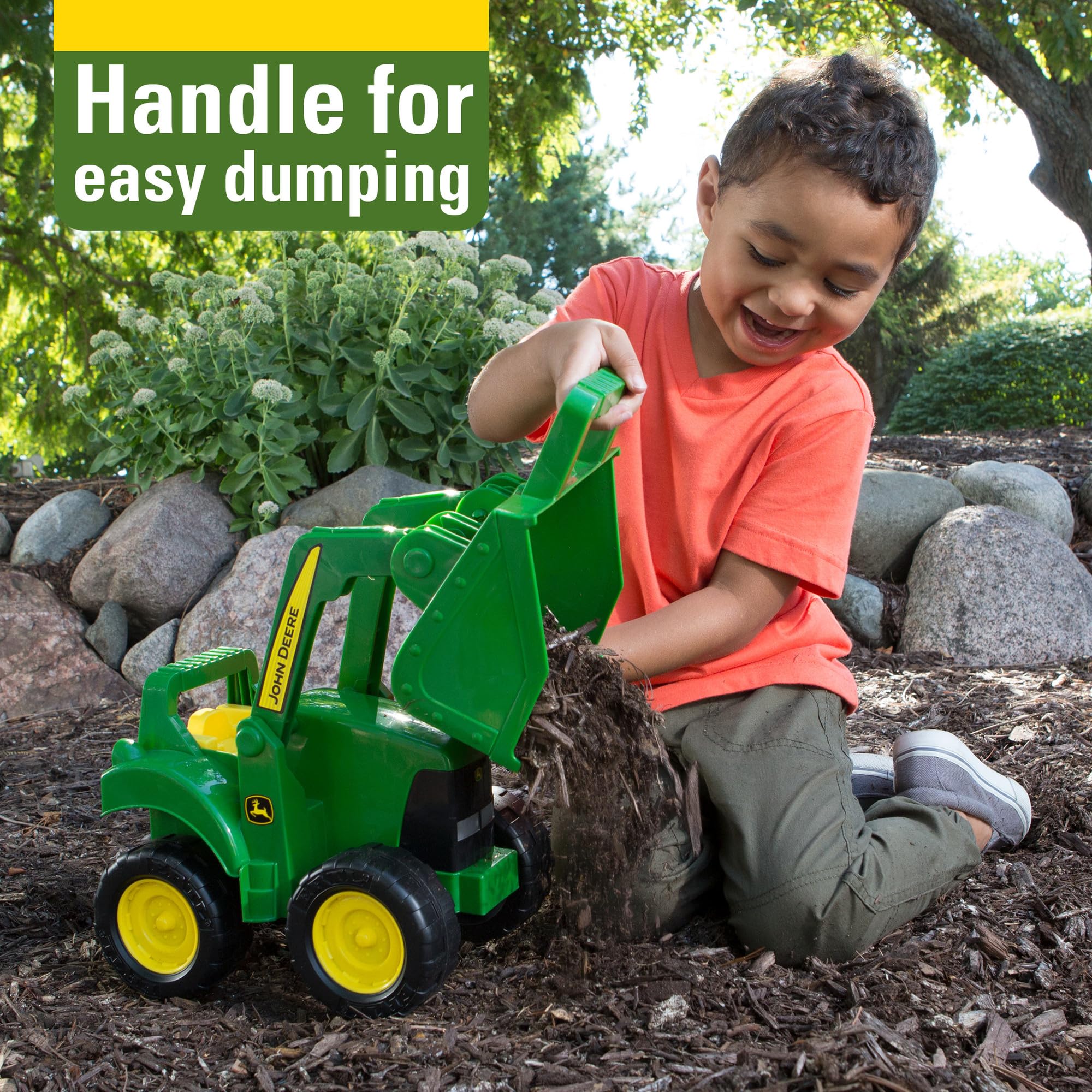 John Deere Big Scoop Tractor Toy with Loader - Officially Licensed John Deere Tractor Toys - Toddler Sand Toys Ages 3 Years and Up - 15 Inch