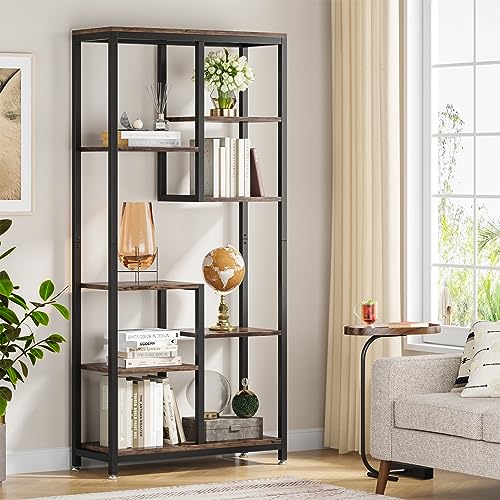Tribesigns 6-Tier Tall Bookshelf Bookcase Set of 2, Industrial 8-Shelf Open Bookcase Storage Display Book Shelves for Living Room, Home Office