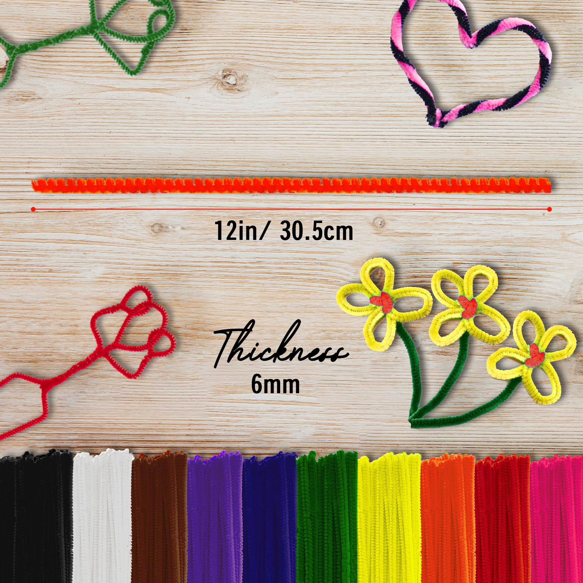 Pipe Cleaners- 100 Pc. Pipe Cleaner Assorted Colors 12β Chenille Stems, Pipe Cleaners Craft, Fuzzy Sticks Great Craft Supplies DIY Art & Craft Projects| 6mm x12 inch