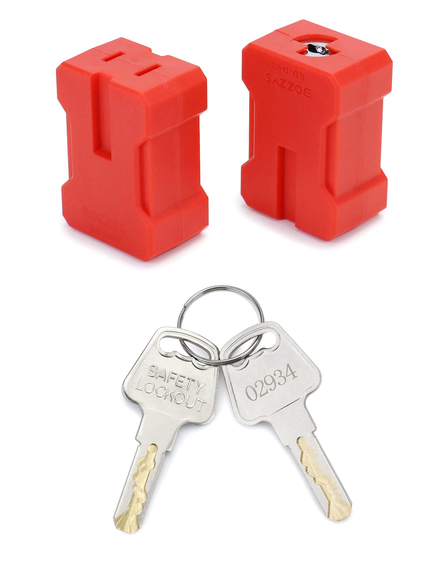 QWORK Electrical Cord Plug Lockout Device for Electrical Cord, 2 Pack Plug Locking Safety Lock Fits 2 & 3 Prong Plugs, Electrical Shutdown Service, Built-in Lock Cylinder, Dual Key