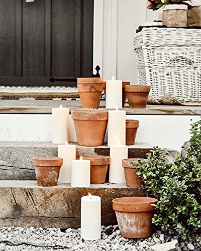 Outdoor Ivory Flameless Candles with Timer: LED Pillar Candle Set of 3, Waterproof Patio Decor, Battery Operated, Remote Control Included, Realistic Flickering Warm White Light - 3x4 3x5 & 3x6