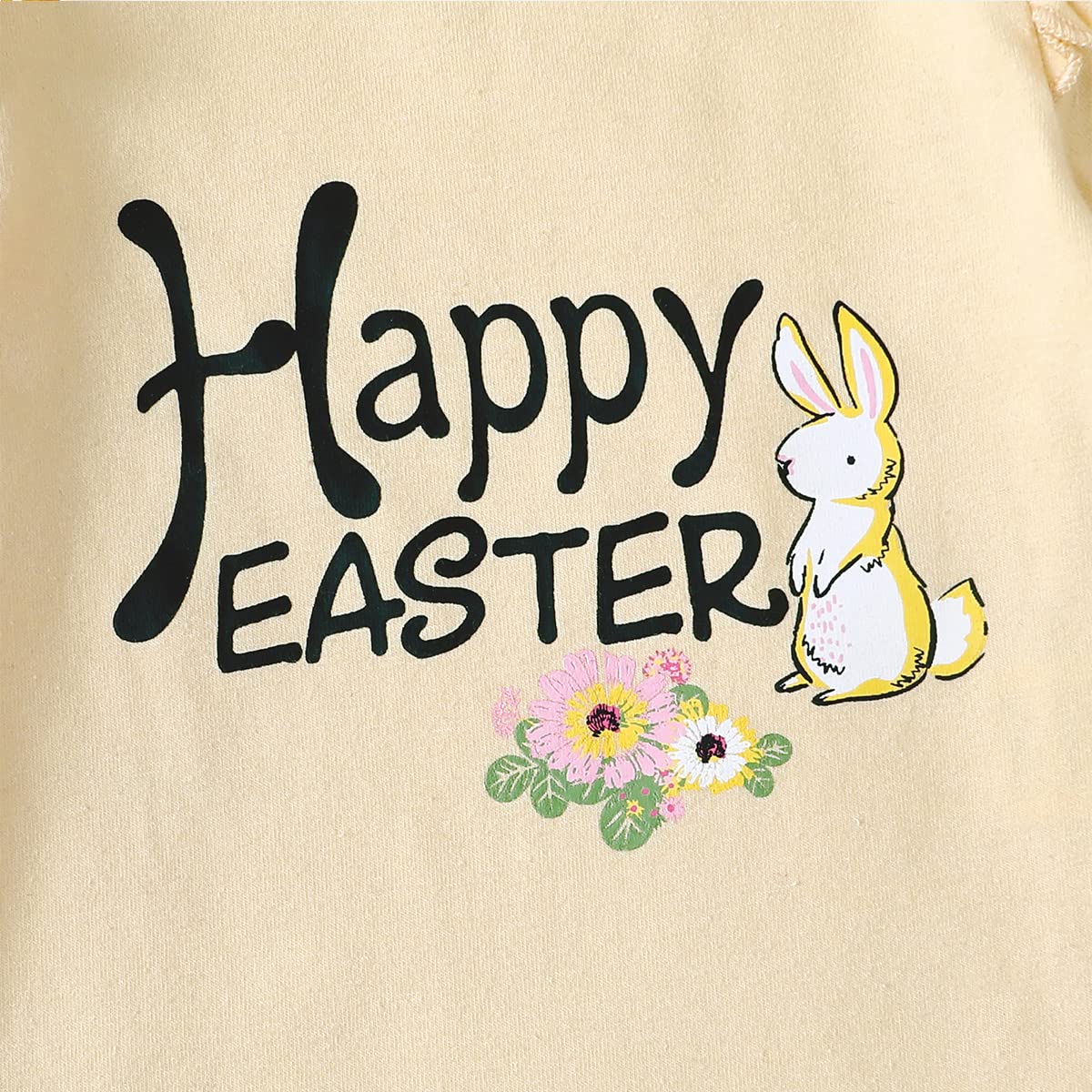 Singcoco Baby Girl Easter Day Outfit Easter Rabbit Clothes Happy Easter Bunny Bodysuit (Yellow, 12-18 Months)