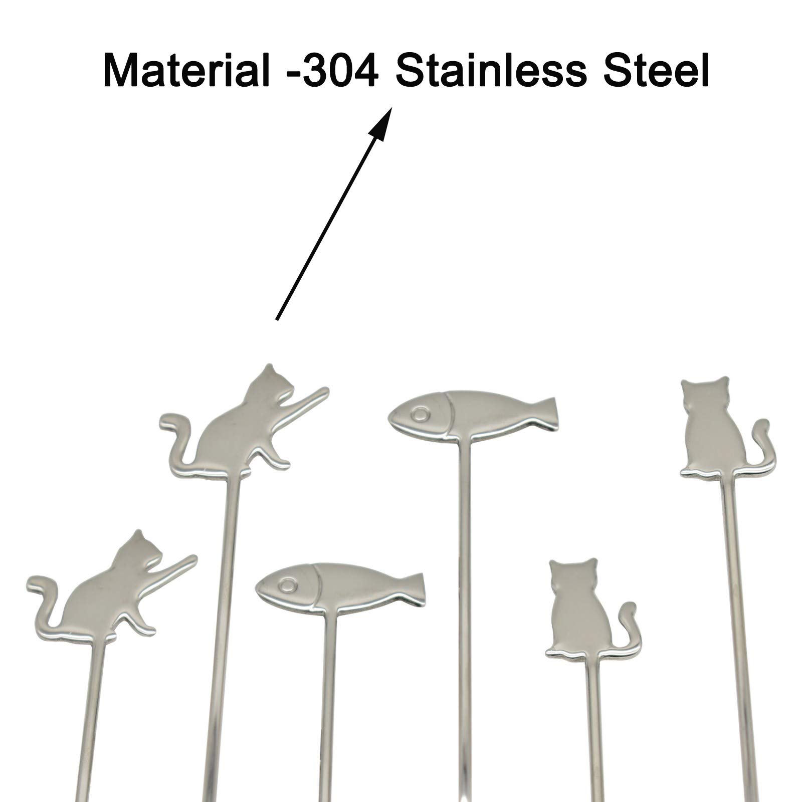 Maydahui 6PCS Cat Fish Spoon and Fork Cute Coffee Animal Spork 5.8 inch 18/10（304）Stainless Steel Teaspoon Dessert Drink Sugar Spoons Fruit Forks Tableware