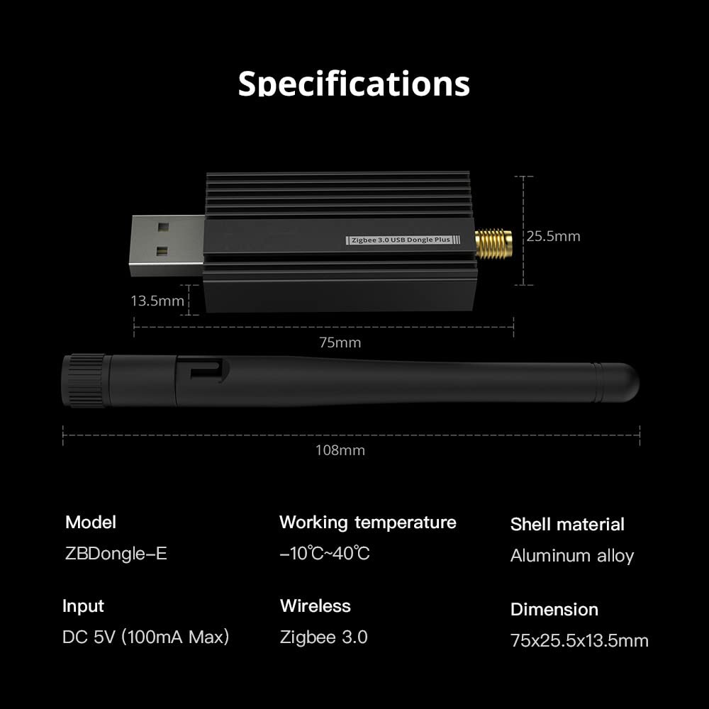 Smilewolf Zigbee 3.0 USB Dongle Plus Gateway,Wireless Zigbee 3.0 USB Adapter,Universal Zigbee Gateway Adapter with Antenna,for Home Assistant,Open HAB,etc (ZBDongle-E)
