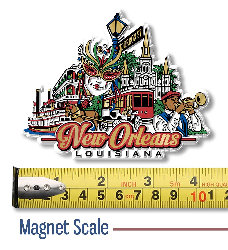 New Orleans City Magnet by Classic Magnets, Collectible Souvenirs Made in The USA, 4.1" x 3.3"