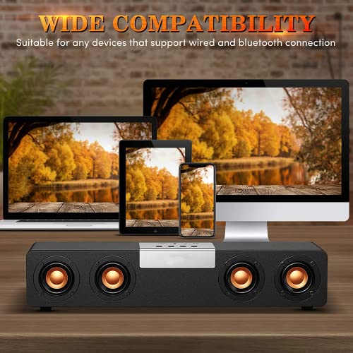 Roleader Bluetooth Computer Speakers Wireless Soundbar - PC Player Speaker with Built-in 4500mAh Battery Audio Stereo Sound Bar for Laptops Monitor TV Desktop Smartphone