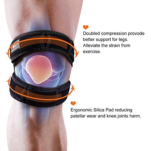 HUEGLO Patella Knee Strap for Knee Pain Relief,Knee Brace Support for Tendonitis,Osgood schlatter,Arthritis, Patellar Tendon Support Strap for Meniscus Tear,Runners,MCL,ACL,12"-18",1 Piece