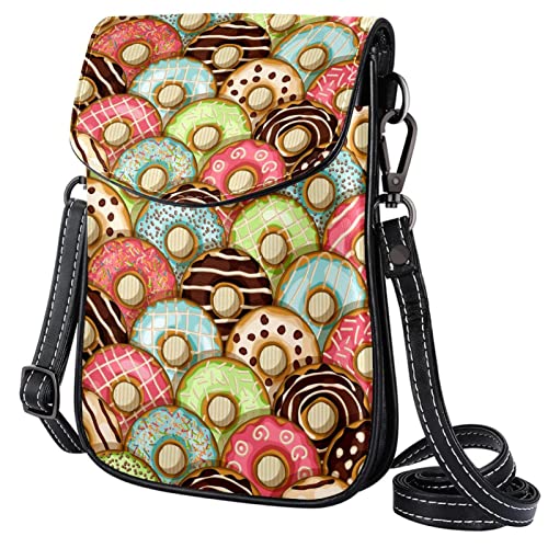 Small Crossbody Bag Colorful Donuts Cell Phone Purse Wallet