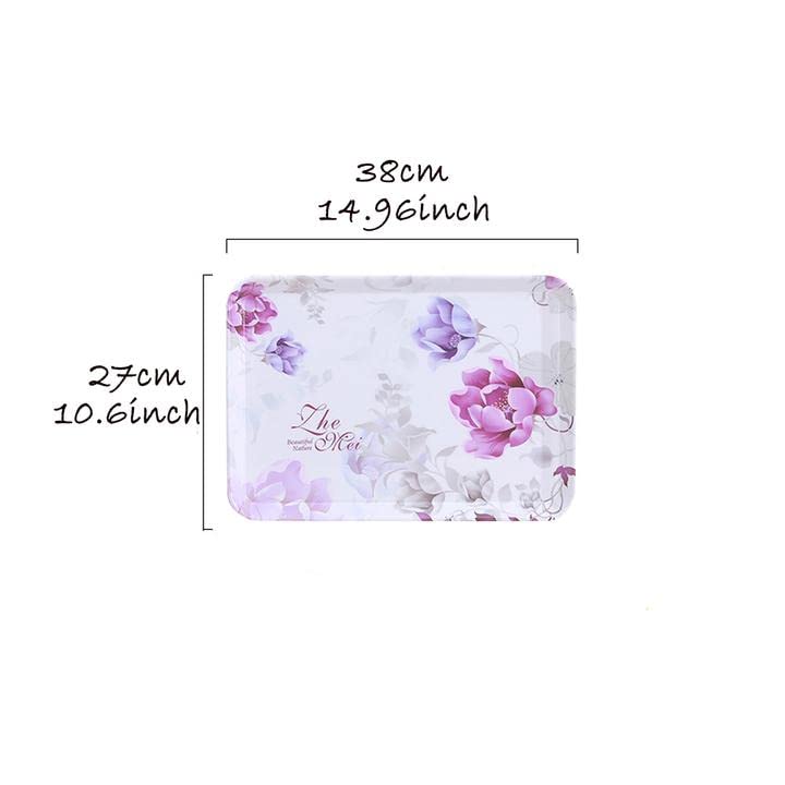 MBBITL 3 Pack Rectangular Food Serving Tray 14.9"x 10.6" Floral Peony Melamine Serving Trays Restaurant Dinner Trays