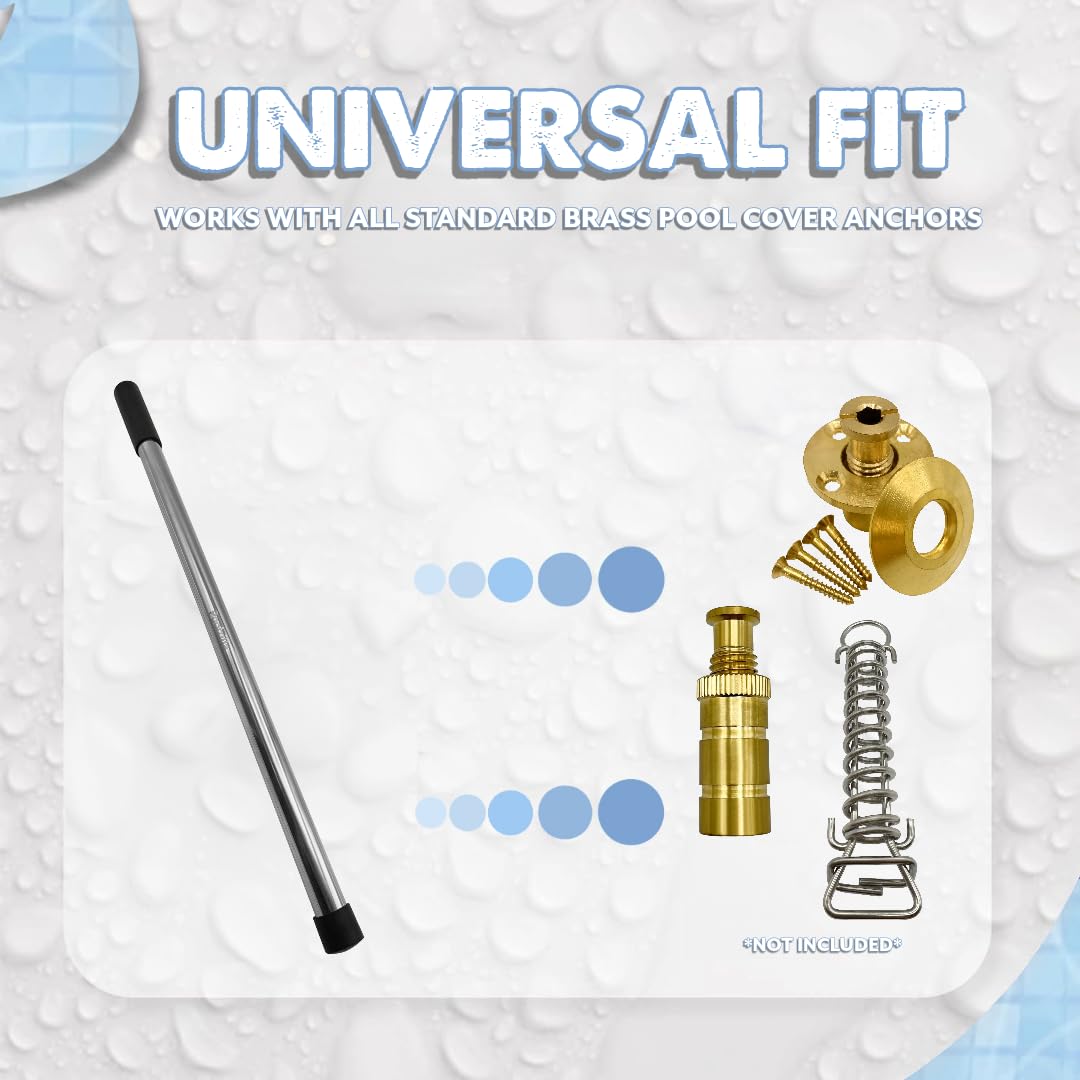Poolzilla 24" Stainless Steel Installation Rod for Brass Anchors, Easily Install and Remove Spring for Pool Opening and Closing