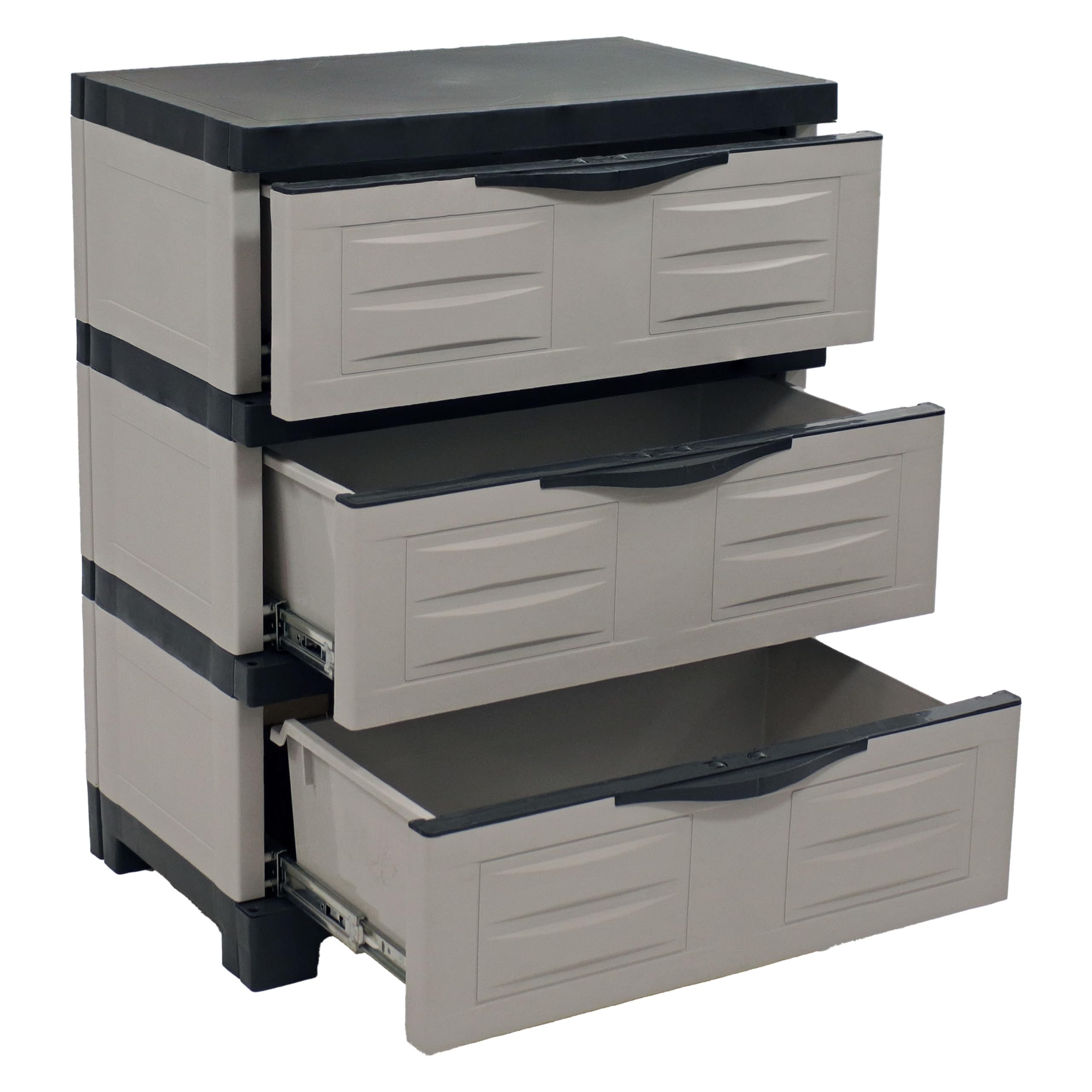 Sunnydaze 3-Tier Plastic Storage Drawers - Versatile Storage Cabinet with 3 Drawers - Tool-Free Assembly - Gray - 29.5" H