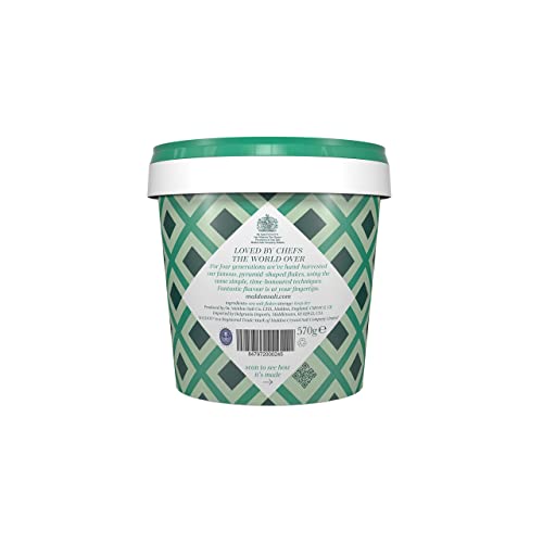 Maldon Salt, Sea Salt Flakes, 20 oz (570 g), Resealable Tub, Kosher, Natural, Handcrafted, Gourmet, Pyramid Crystals