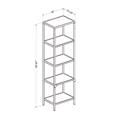 South Shore City Life 4-Shelf Narrow Bookcase, Pure Black