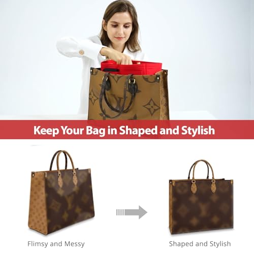 OMYSTYLE Red Purse Organizer Insert for Handbags, Felt Bag Organizer for Tote & Purse, Tote Bag Organizer Insert with 5 Sizes, Compatible with Neverful Speedy and More
