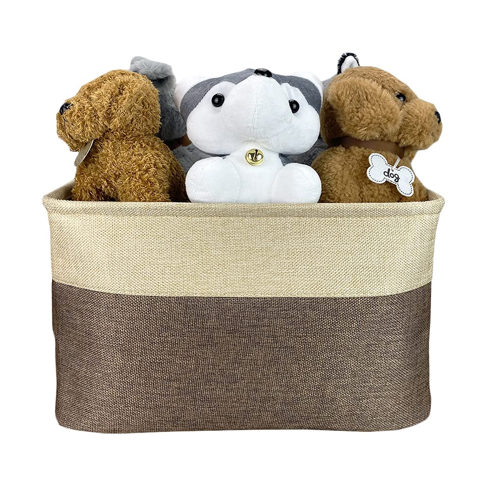 MALIHONG Personalized Dog Cavalier King Charles Spaniel Bone Decorative Storage Basket Fabric Rectangle Toy Box with 2 Handles for Organizing Closet Garage Clothes Blankets Brown and White