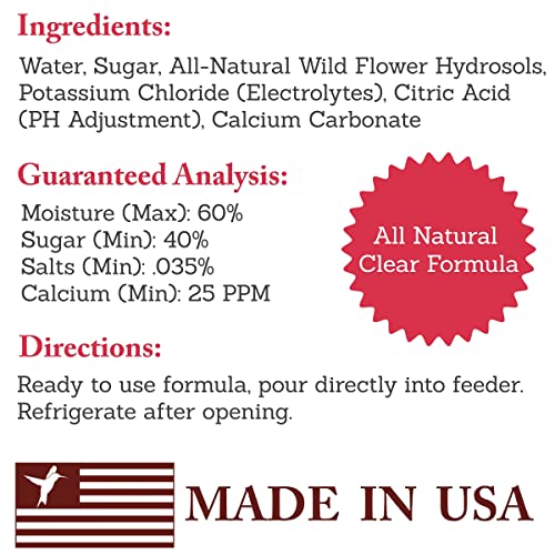 POP'S Birding Nectarade Hummingbird Nectar | USA Made Premium Humming Bird Food - Dye Free, Natural Ingredients (Ready to Use, All Natural Clear Formula, 8.5 oz)